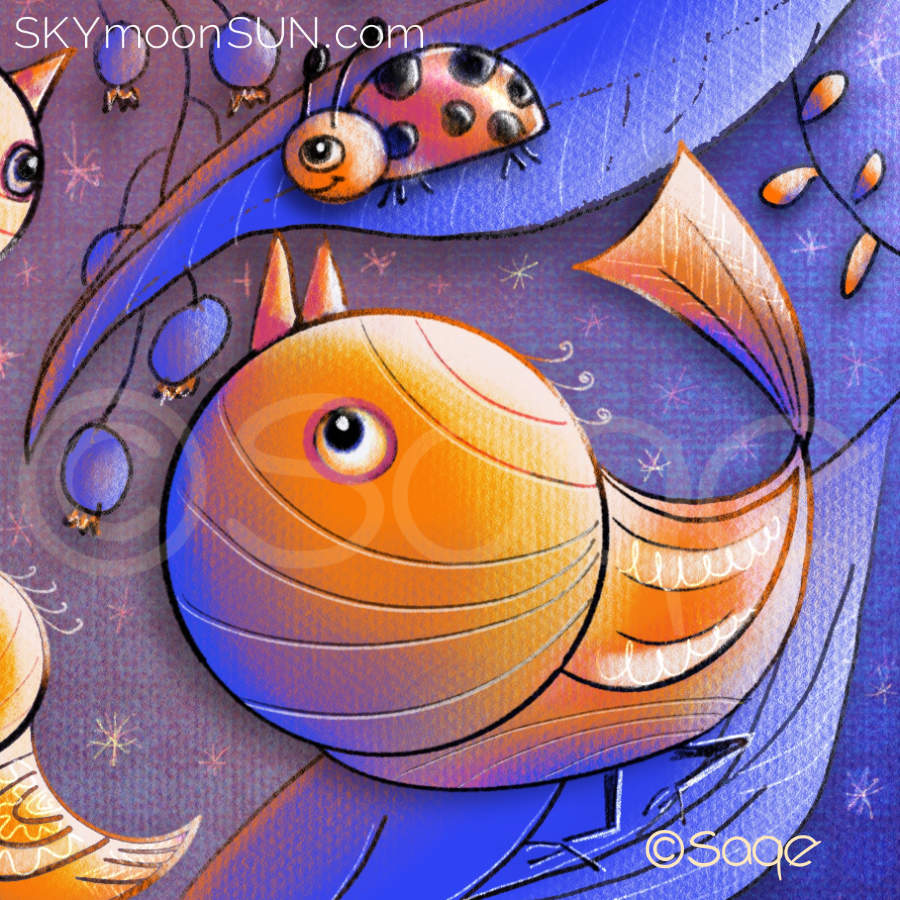 ladybug orange birds - SKYmoonSUN.art